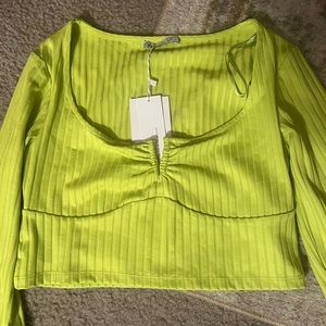 Zara | Tops | Nwt Zara Ribbed Long Sleeve Crop Top | Poshmark